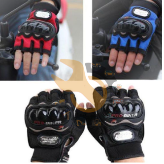 Pro Biker Motorcycle Riding Hand Gloves Half Finger-Red