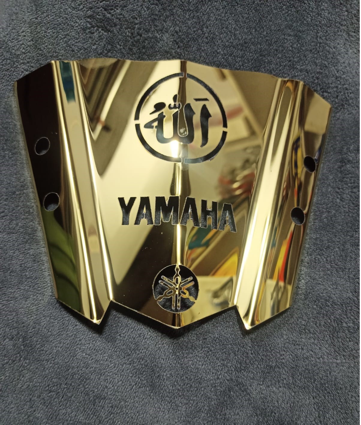 Yamaha FZ-S V3 ALLAHU name windshield Metal Visor golden Colour